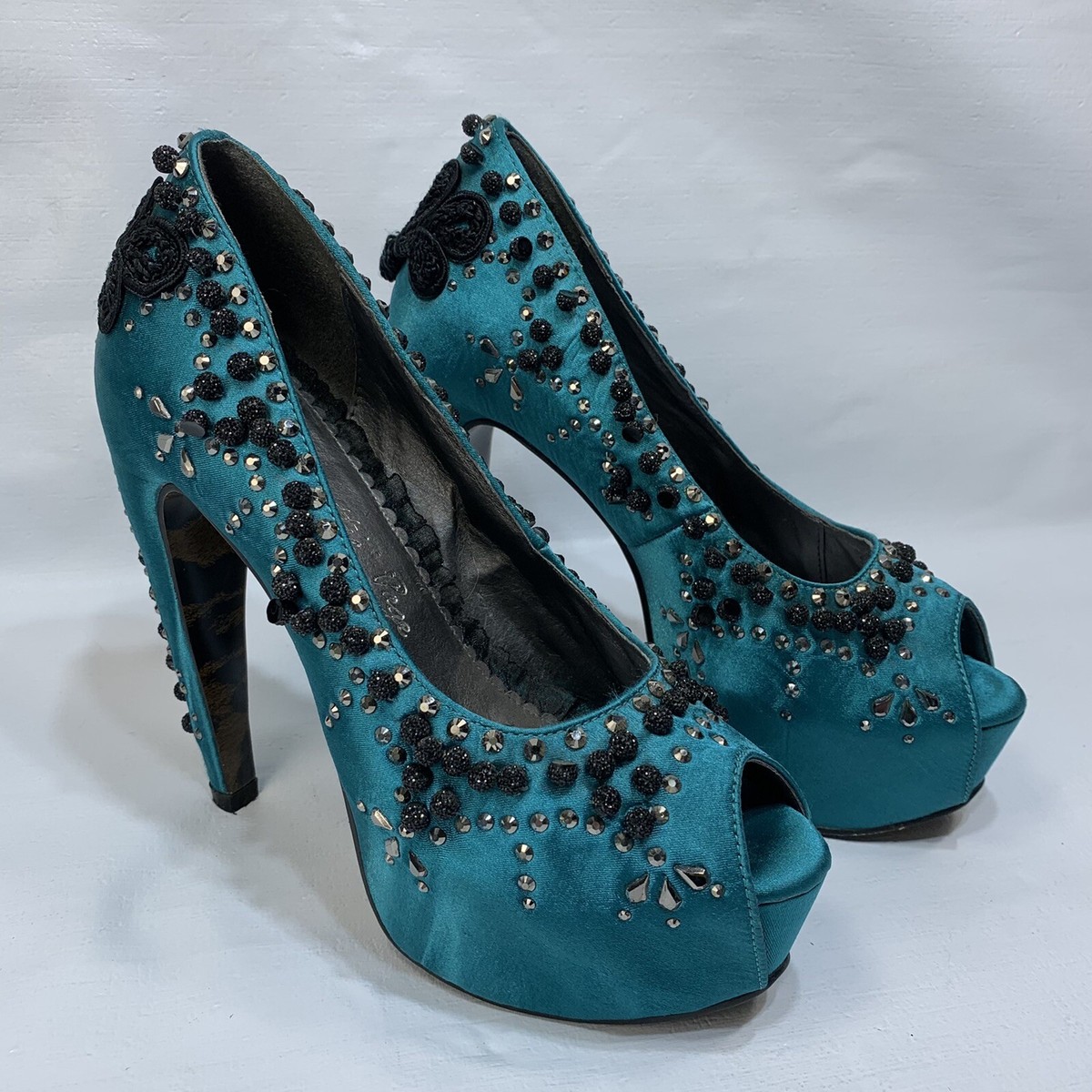 Turquoise Heels With Rhinestones