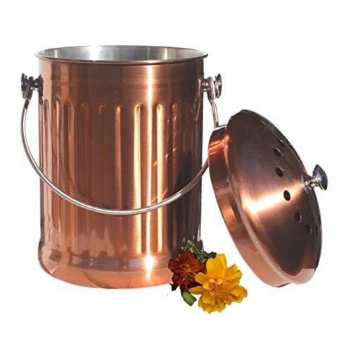 Kitchen Compost Pail Bin For Countertop Large Decorative Copper 1.3 ...