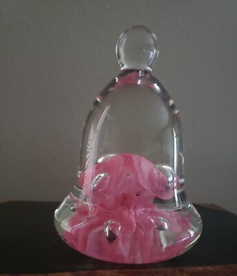 Joe St. Clair Art Glass Bell Shaped Paperweight Flowers Pink | eBay