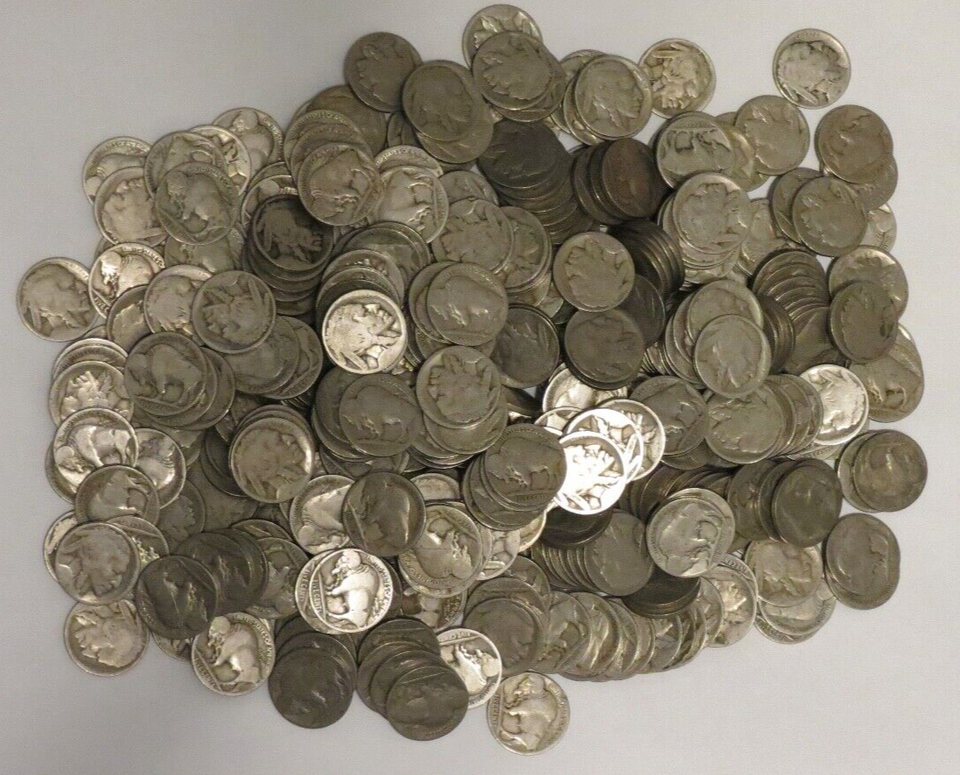500 Dateless No Date Buffalo Nickels Bulk Lot P Mint Only Crafts Slot ...