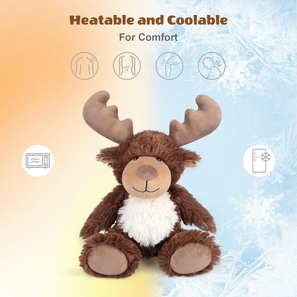 Heatable & Coolable Moose Stuffed Animal, Plushies Microwavable Heating ...