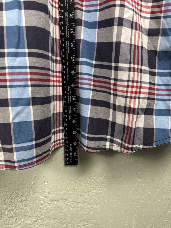 Parish Nation Blue/Red Plaid Long Sleeve Button Up Shirt Men Size: 4XL ...