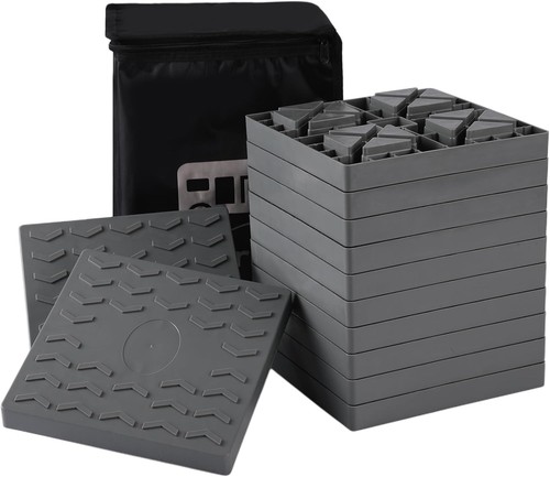 12 Packs Camper/RV Leveling Blocks Suitable for 4 Wheels Gray 12 packs ...