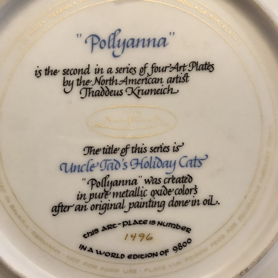 Anna Perenna Uncle Tad's Holiday Cats “Pollyanna” Thaddeus Krumeich Cat ...