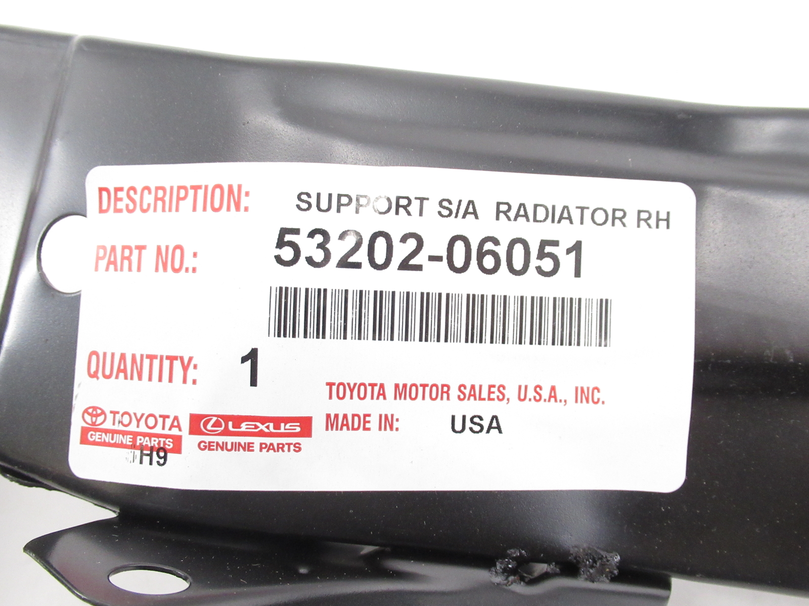 Genuine OEM Toyota 53202-06051 Passenger Upper Radiator Support 2007 ...