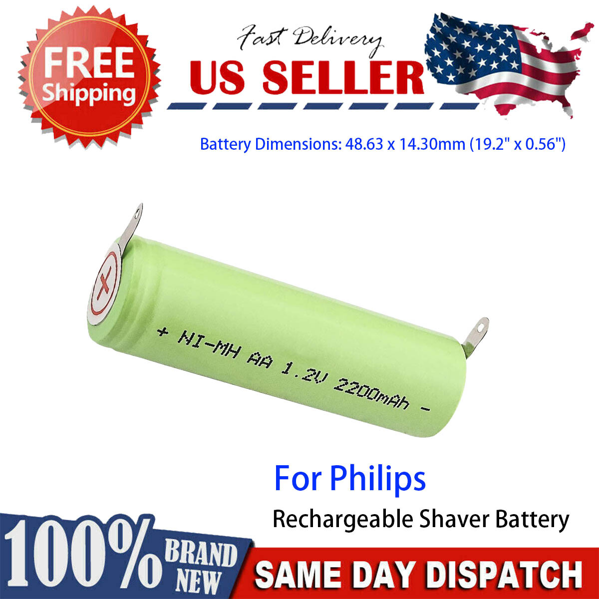 Rechargeable Shaver Battery 1.2V 2200mAh For Philips HQ5819,HQ5820 ...