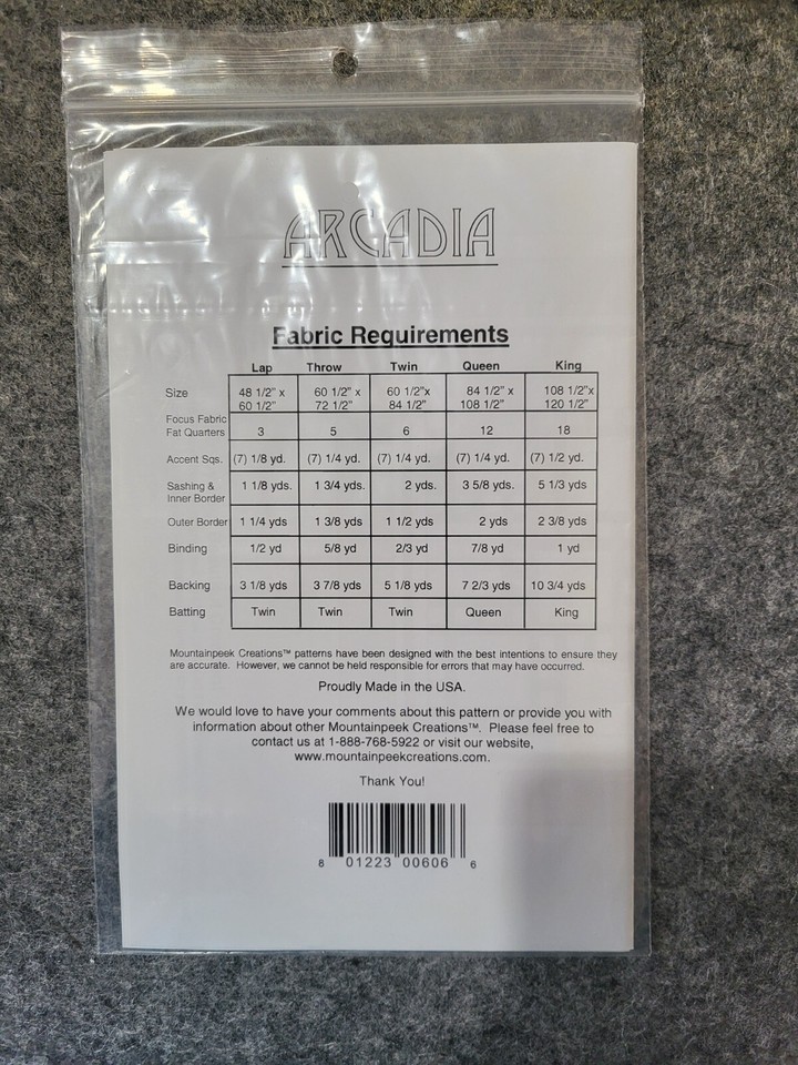 New Arcadia Quilt Pattern by Mountainpeek Creations #332 | eBay