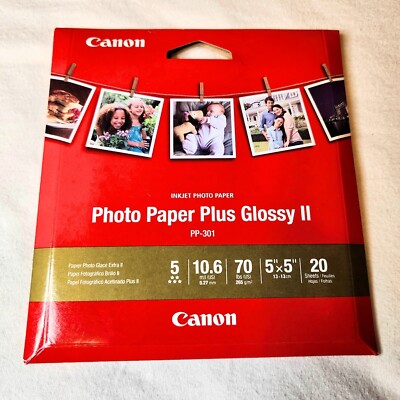 Canon Inkjet Photo Paper Plus Glossy II PP-301 5" x 5" 20 Sheets | eBay