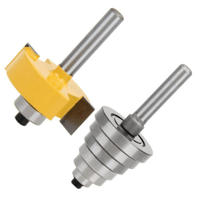 1/2 " or 1/4" Shank 7 Bearings Trimmer Set Carbide Steel Rabbet Router ...