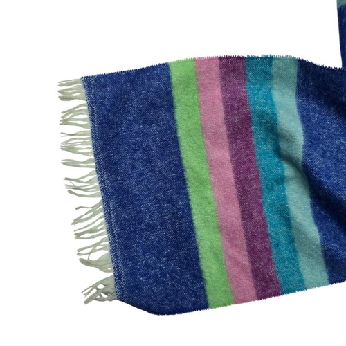 Scottish Wool Scarf Blue Multi Stripe Cozy Scotland 64" Long Colorblock ...