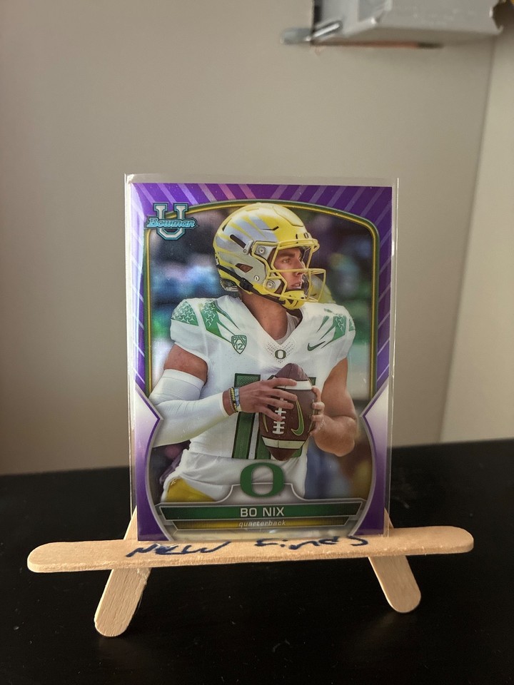 2022 Bowman University Chrome - Bo Nix #61 Purple Refractor /399 (RC ...