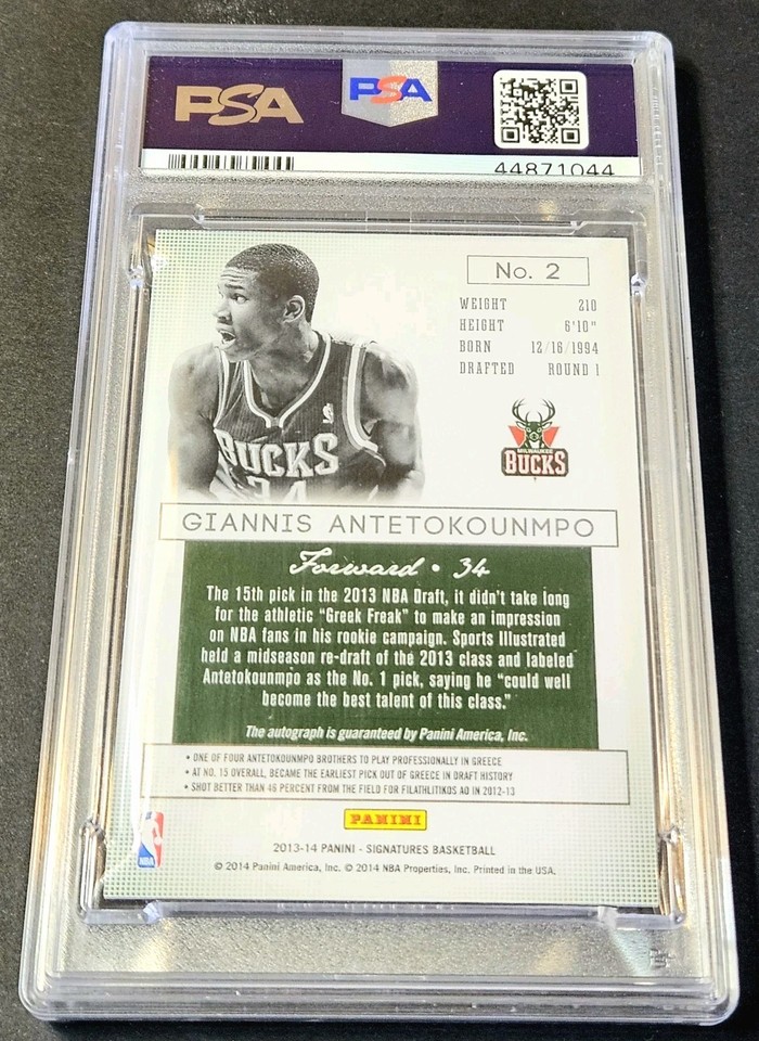 2013 Panini Signatures Rookie Auto /199 Giannis Antetokounmpo RC #2 ...
