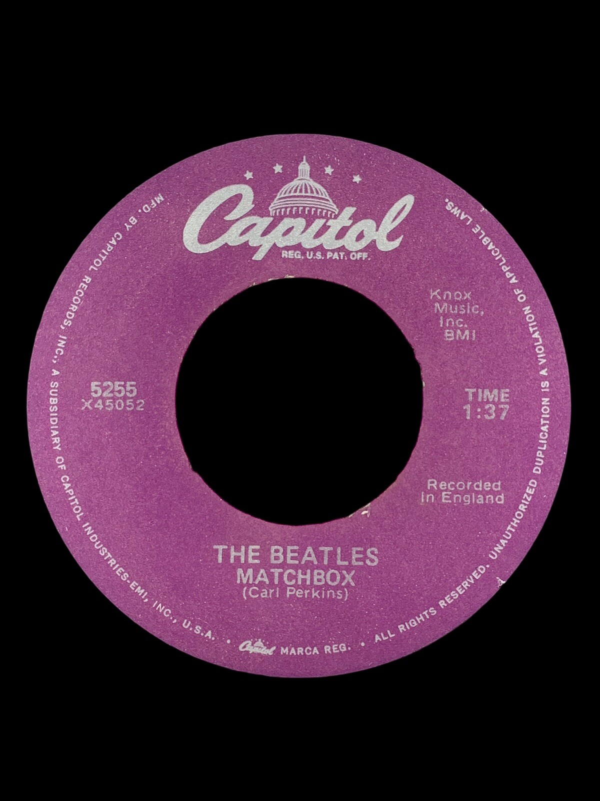 The Beatles – Matchbox / Slow Down 5255, Winchester pressing, reissue ...
