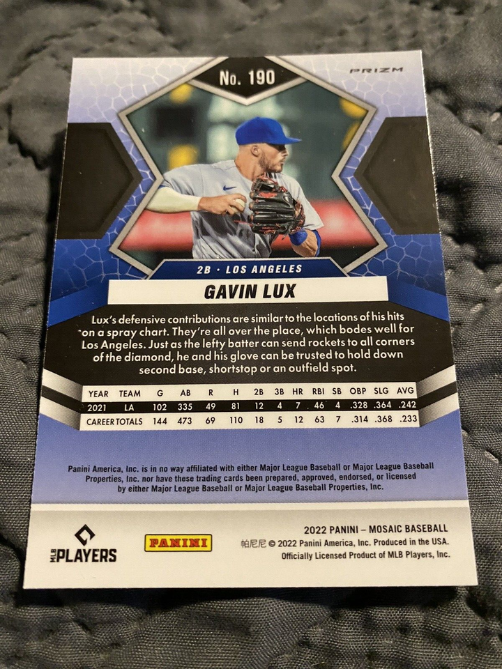 2022 Panini Mosaic Mosaic Reactive Blue #190 Gavin Lux Los Angeles ...