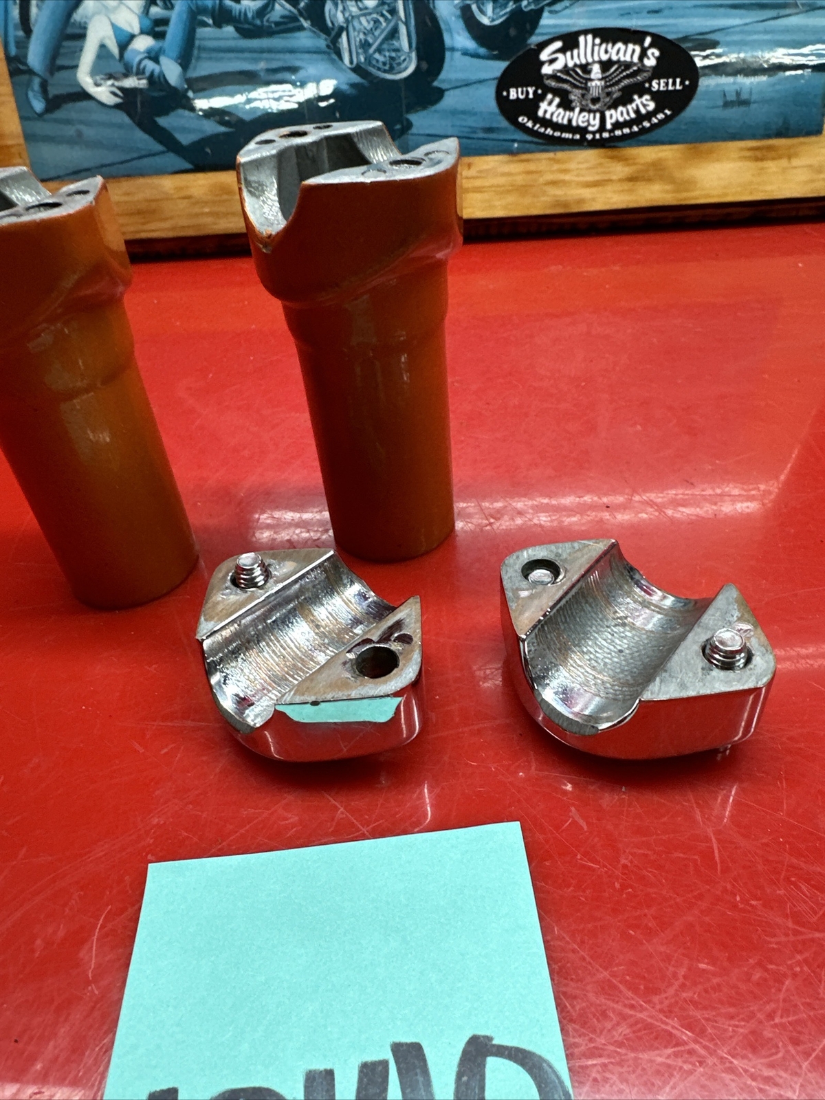 Harley Springer Softail Front Fork Riser BLEM handlebar Cap 4” Oem ...