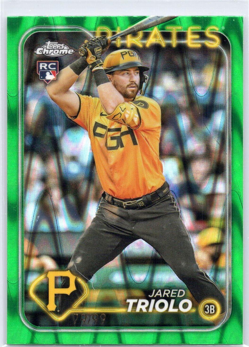 2024 Topps Chrome - Jared Triolo #79 Green RayWave Refractor /99 (RC ...
