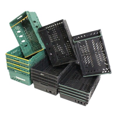 Used 5 x Heavy Duty Bale Arm Stacking Storage Nestable Boxes Crates ...