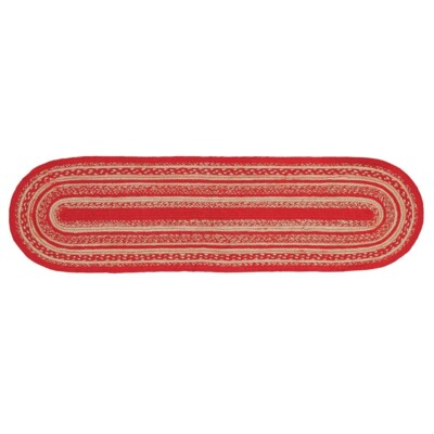 New Primitive Country Rustic RED & TAN Braided Jute Table Runner Topper ...