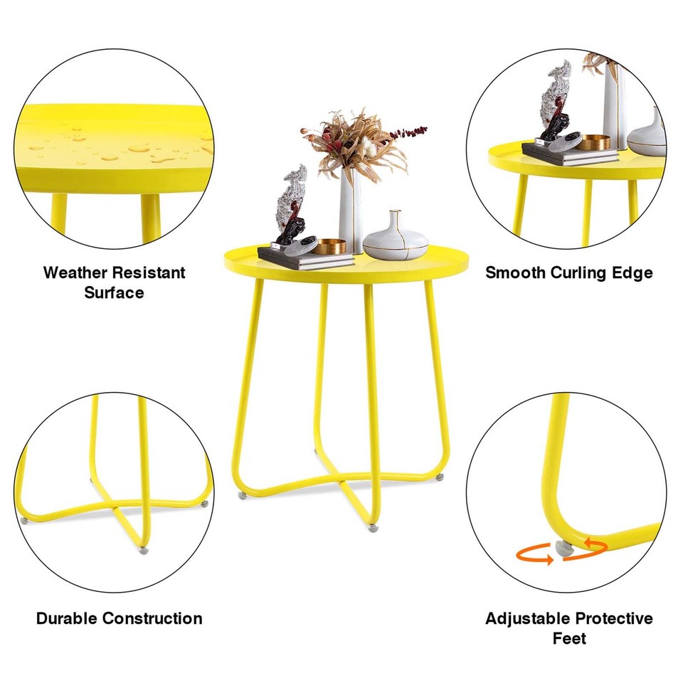 Outdoor Side Tables Small Round Metal End Table Portable Indoor for ...
