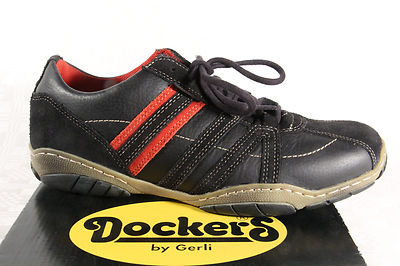 Dockers Men's Trainers Real Leather Black/Red New | eBay Australia