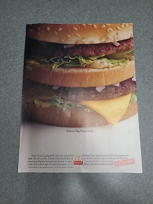 Mcdonald's Big Mac Print Ad 1992 8x11 Great To Frame | eBay