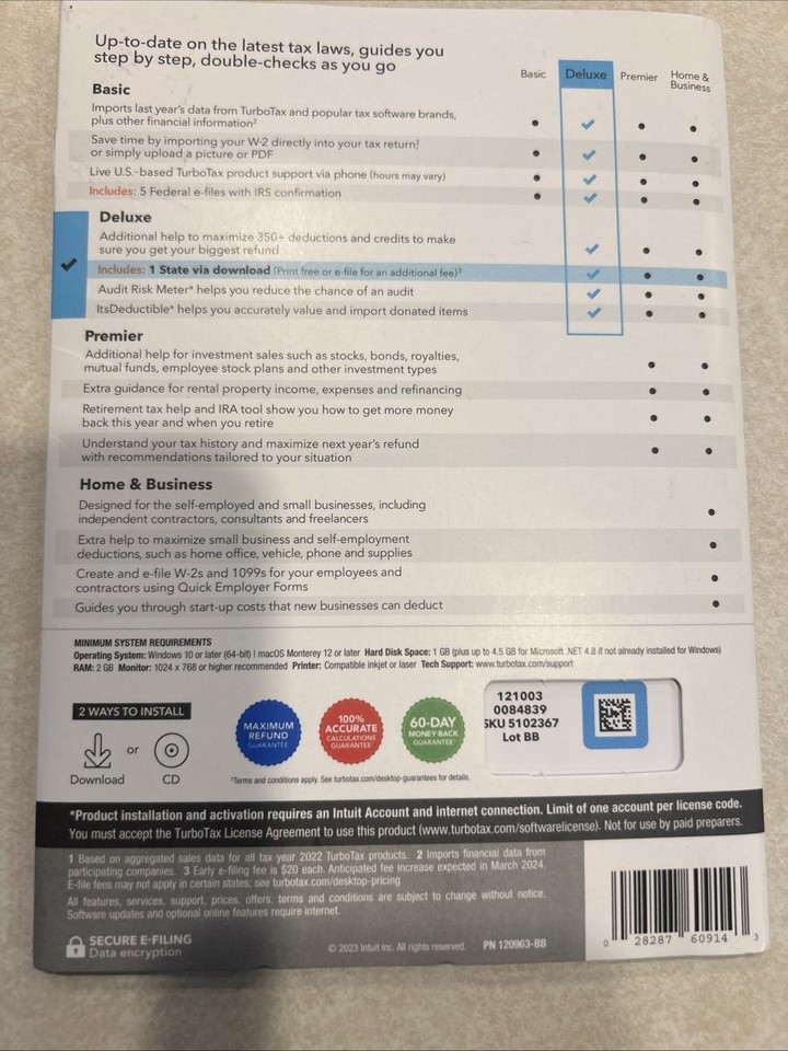TurboTax 2023 Deluxe Federal & StateTax PC &Mac | eBay