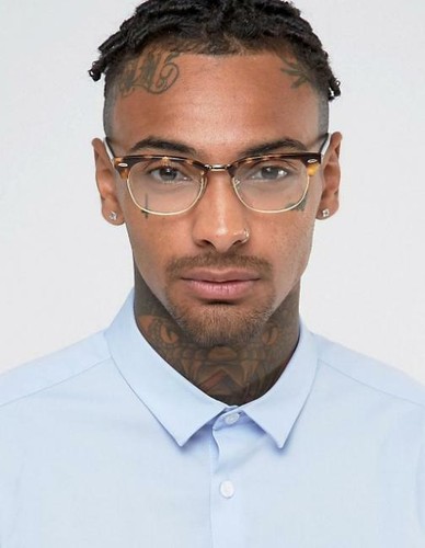 WOMEN/MEN Horn Fashion Club Style Eyeglasses Clear Lens Half Frame ...