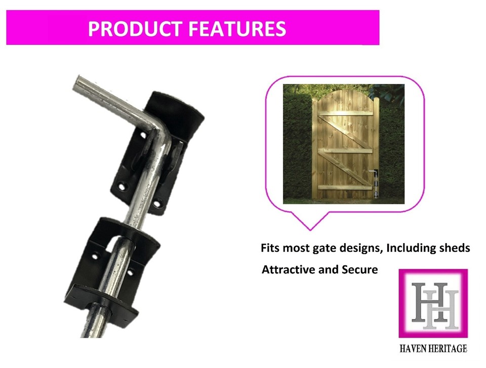 DROP BOLT x2 12" 18" 24" HEAVY DUTY STABLE DOOR GATE GARAGE SHED ...