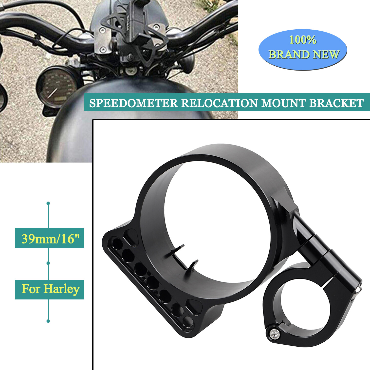 39mm/16" Speedometer Side Relocation Mount Bracket For Harley Sportster ...
