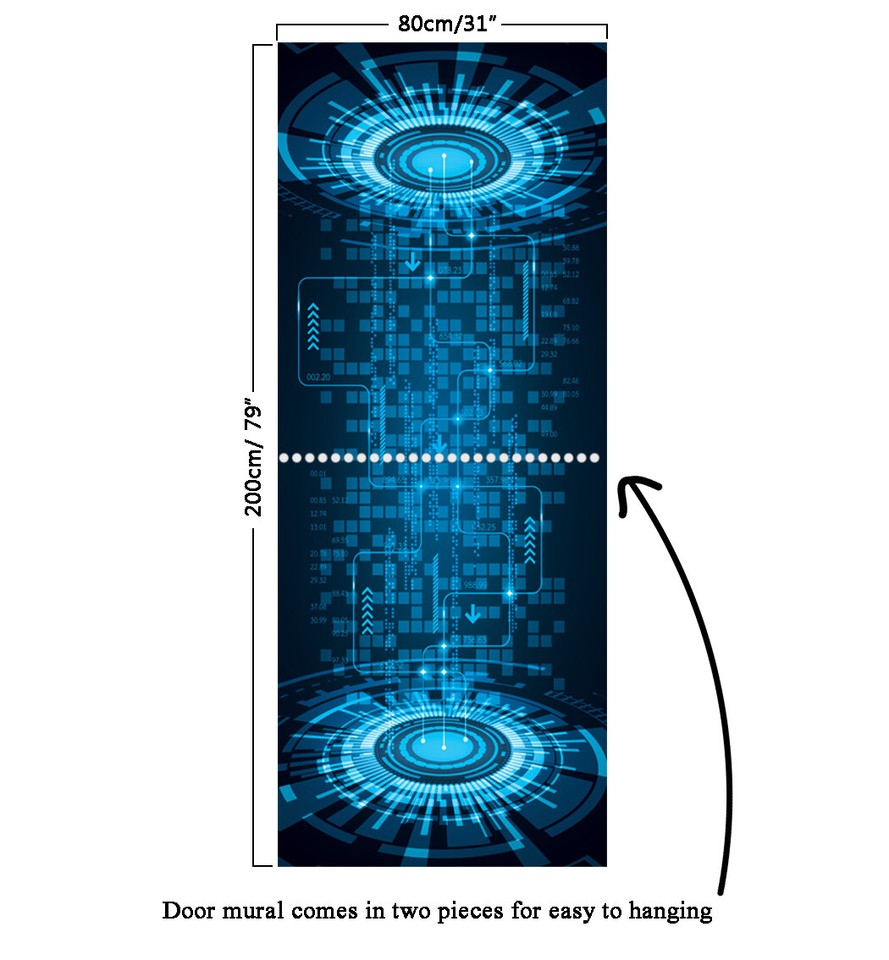 Door Mural Teleport gate - Self Adhesive Fabric Door Wrap Wall Sticker ...