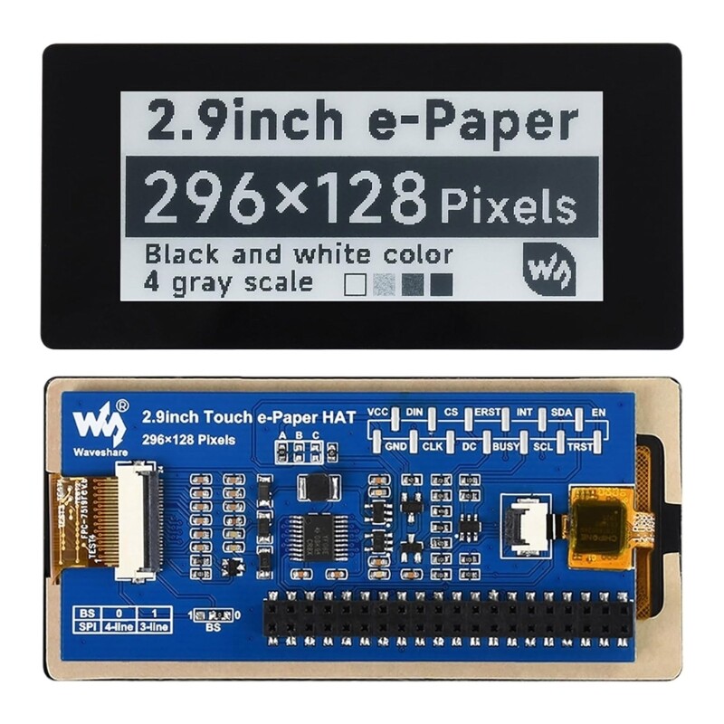 2.9 Touch e-Paper Display Screen Hat for RPi 4B/3B+/3B/2B/ZeroW 296× ...