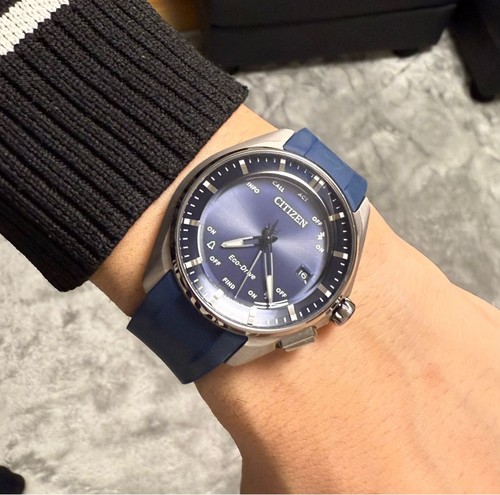 Citizen Eco-Drive Bluetooth Titanium Blue Silver Solar Mens Watch Auth ...