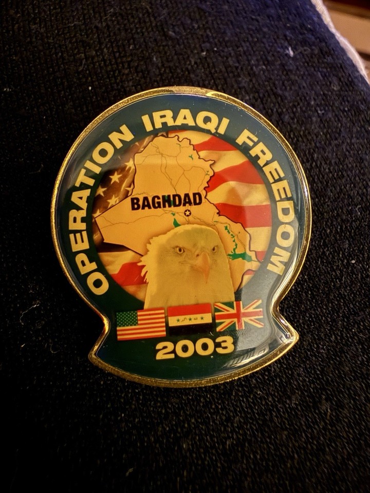 2 Enamel 2003 Operation Iraq Freedom Baghdad Collectible Souvenir Lapel ...