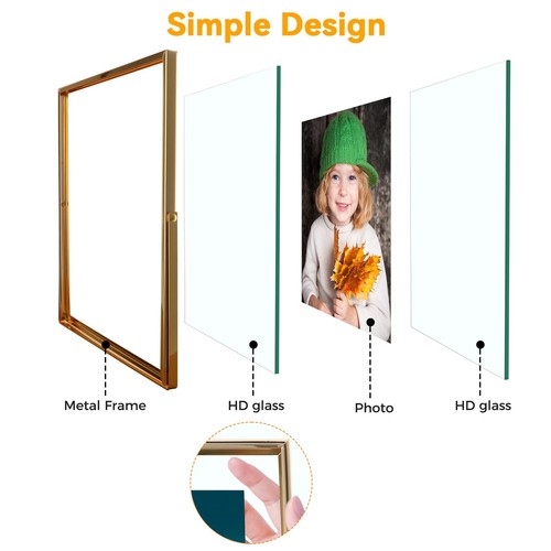 Gold Floating Frame (8×10 inches, Vertical), For Picture 7x9, 6x8, 5x7 ...