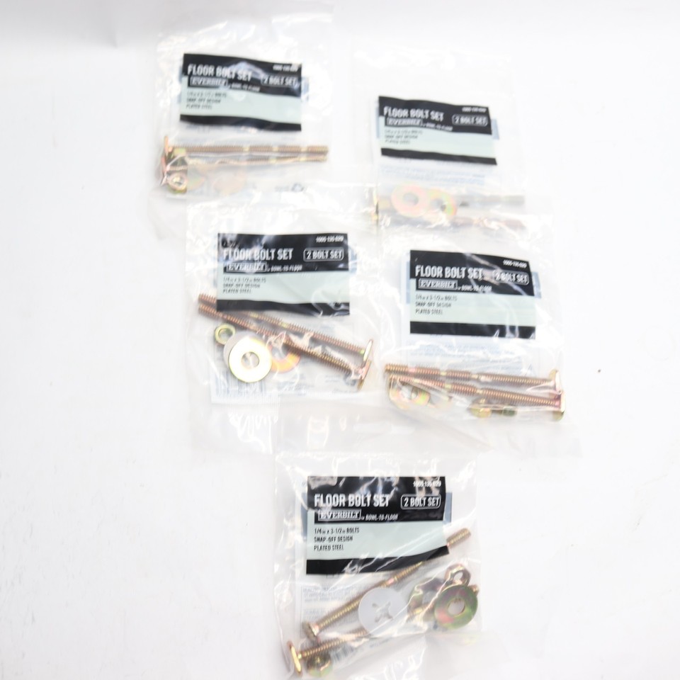 (5-Pk) Everbilt Snap-Off Design Toilet Bowl-To-Floor Bolt Set 1/4" x 3 ...