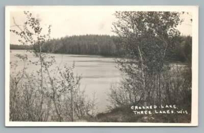 Crooked Lake THREE LAKES Wisconsin RPPC Vintage Photo Postcard 1937 | eBay