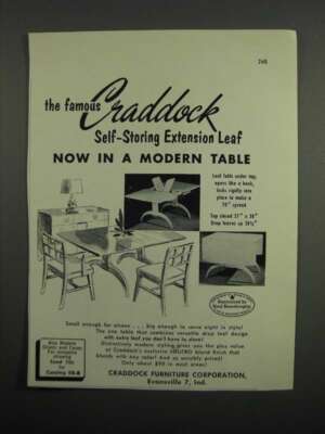 1953 Craddock Self-Storing Extension Leaf Table Ad | eBay