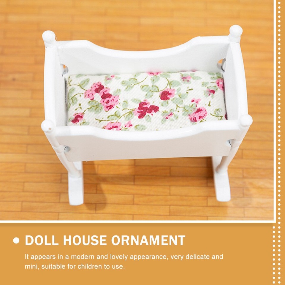 Mini Cradle Model Doll House DIY Cradle Decoration Furniture Adorn Kids ...