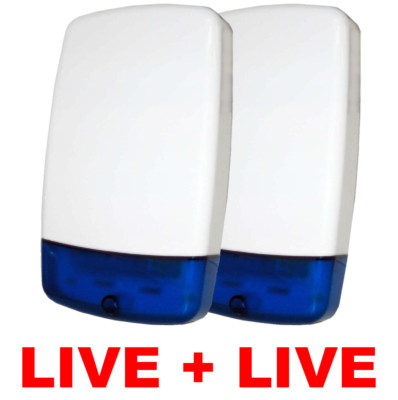 Twin Pack of Intruder Burglar Alarm Live Bell Box External Sounder ...