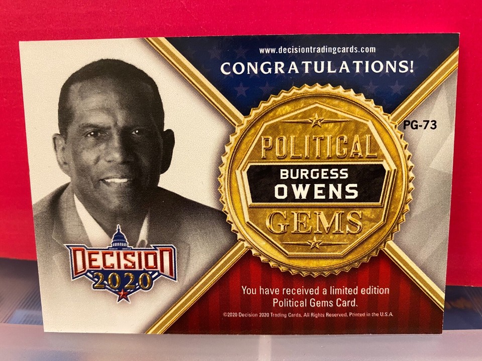 BURGESS OWENS 2020 LEAF DECISION POLITICAL GEM STONES PG-73 | eBay
