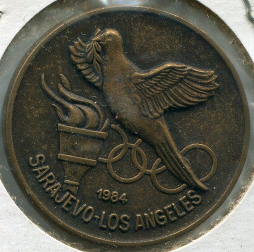 1984 XXIII Los Angeles Sarajevo XIV Olympics Friendship Medal Token ...