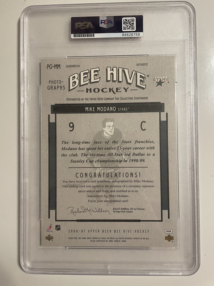2006-07 Upper Deck BEE HIVE 5X7 Jumbo Mike Modano ON CARD PSA/DNA Authentic Auto | eBay
