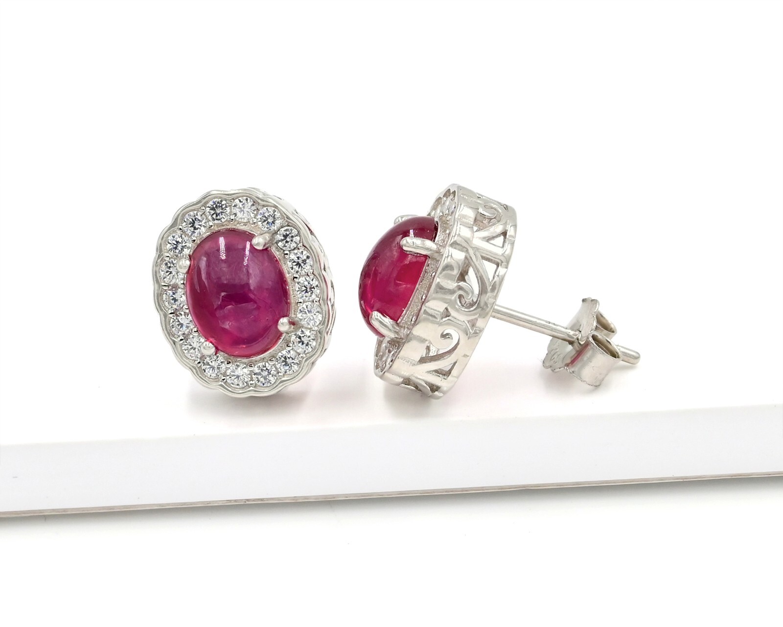 6x8 MM Natural Ruby Cab 925 Sterling Silver July Birthstone Wedding ...