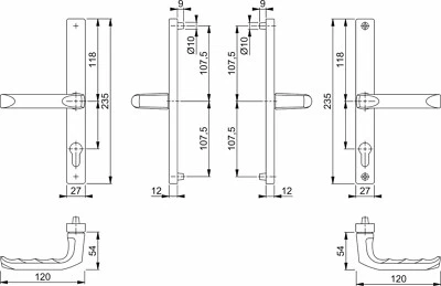 Ferco 70mm Door Handle Hoppe Upvc 70PZ 215mm | Grelly UK
