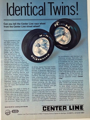 1979 Center Line Race Wheel Print Ad Identical Twins Mag Rim Street ...