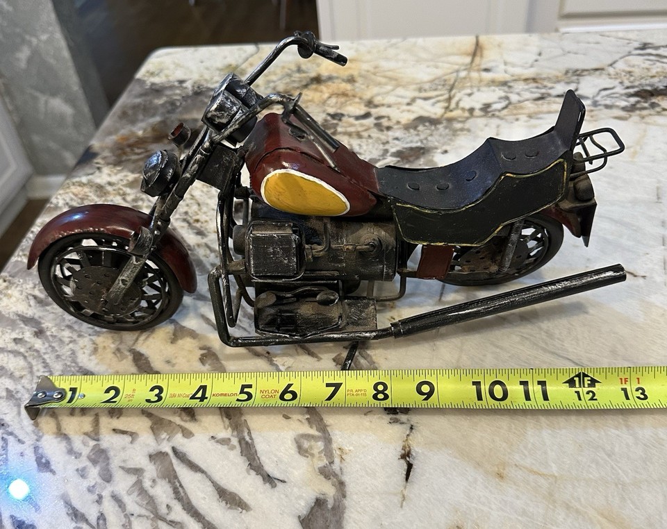Vintage Burgundy/Red & Yellow Motorbike Motorcycle Old Classic Metal ...
