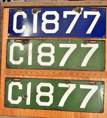 Antique Connecticut Porcelain License Plate Three Plates Matching ...