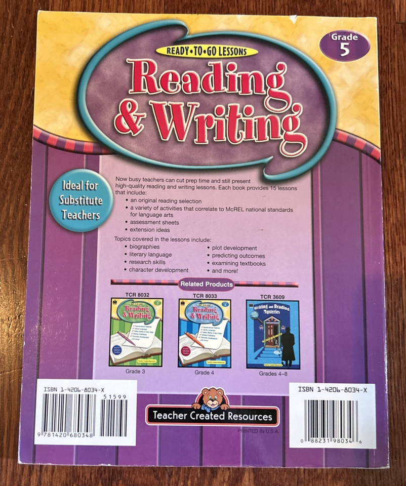 Ready-to-Go Lessons Series Reading and Writing, Grade 5 by Jessica M ...