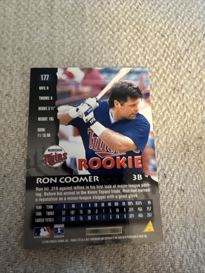 1996 Pinnacle Minnesota Twins Baseball Card #177 Ron Coomer | eBay