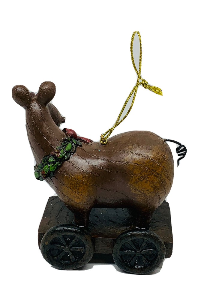 Moose Reindeer Christmas Tree Ornament On Wagon Whimsical Hunter Cabin ...